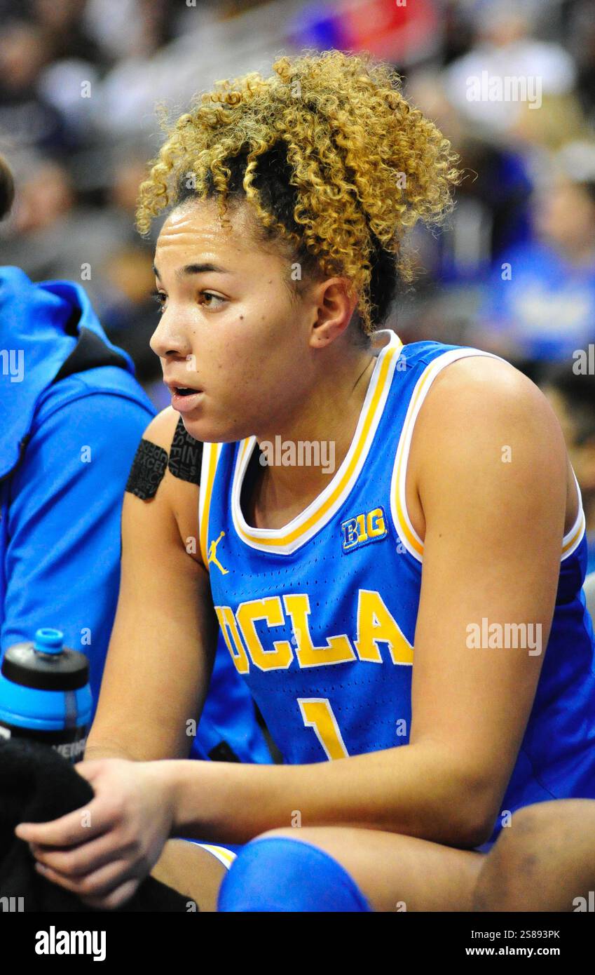 Newark, USA. 20th Jan, 2025. UCLA's Kiki Rice (1) at Prudential Center ...