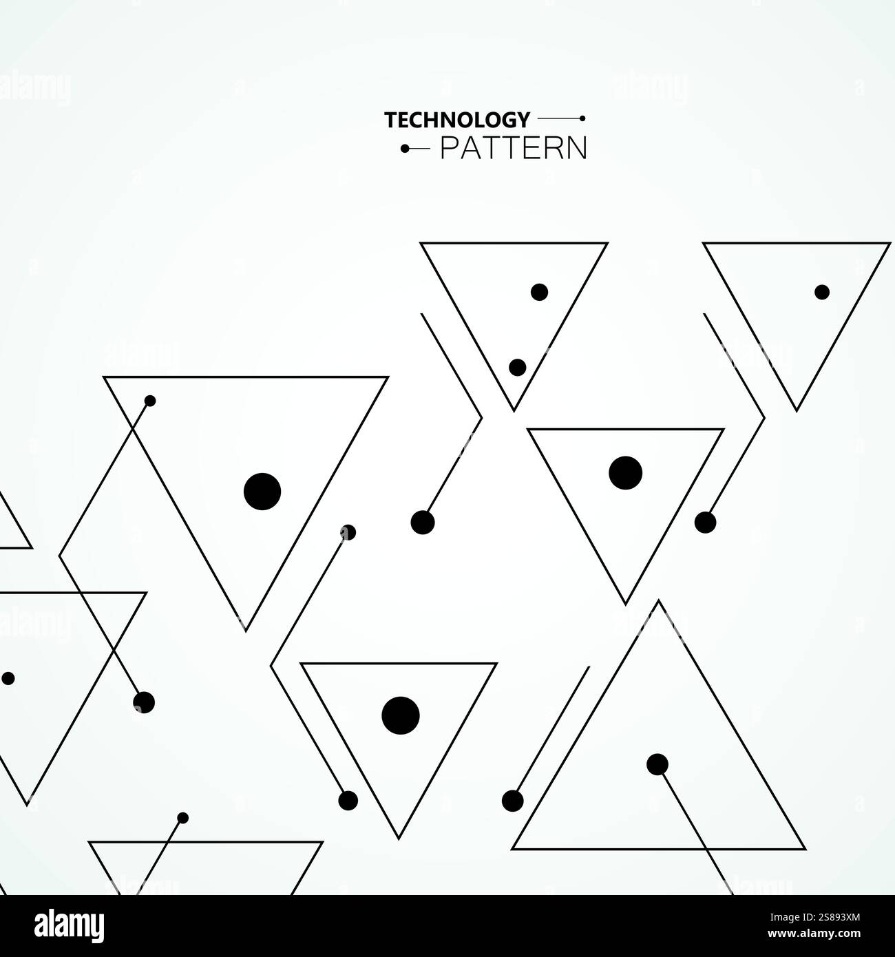 Simple pattern from triangles of lines and black dots, on white ...