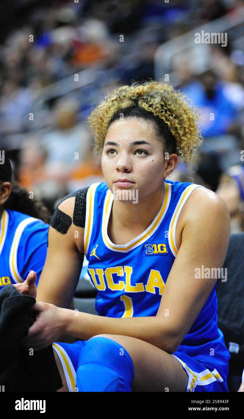Newark, USA. 20th Jan, 2025. UCLA's Kiki Rice (1) at Prudential Center ...