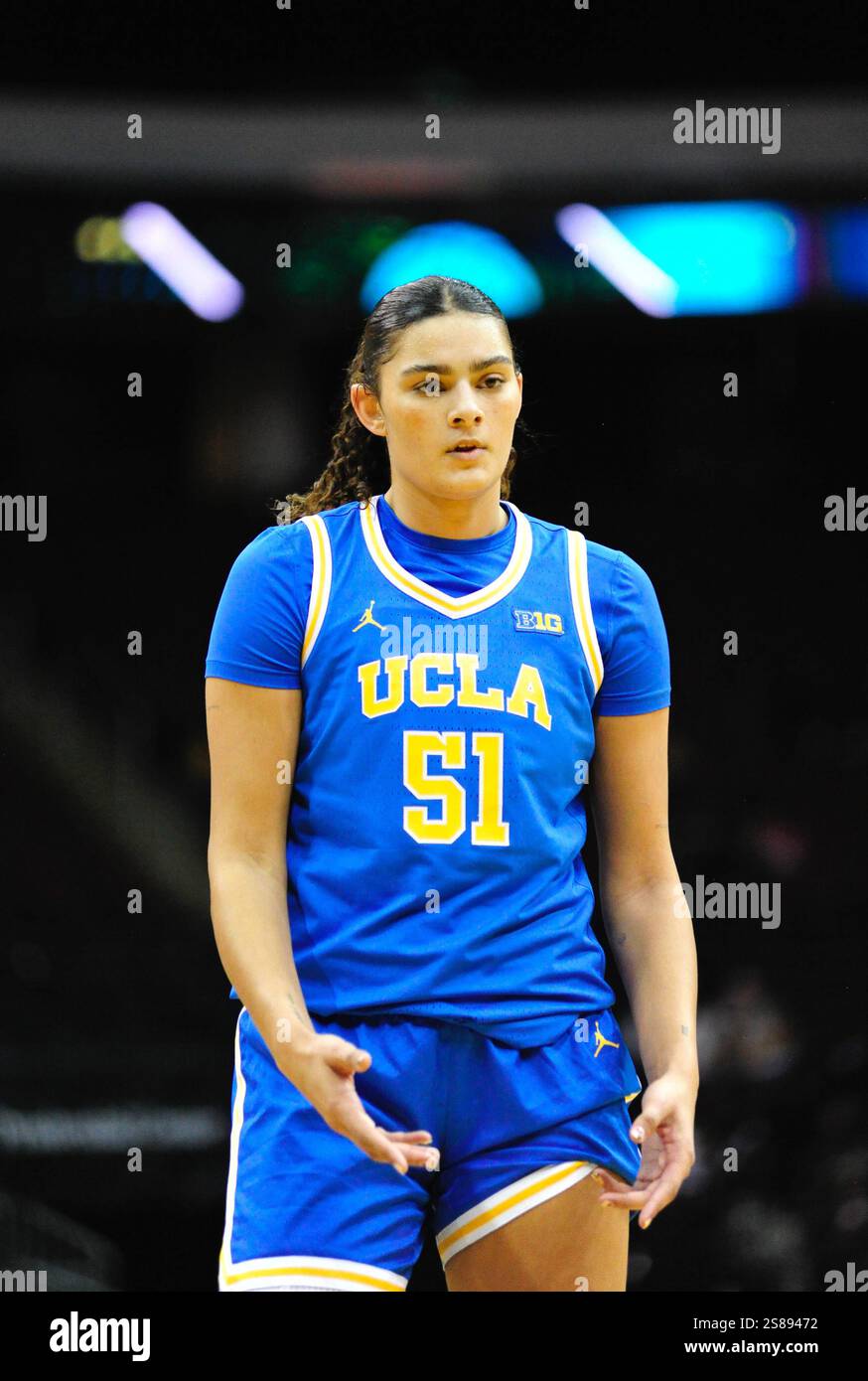Newark, USA. 20th Jan, 2025. UCLA's Lauren Betts (51) at Prudential ...