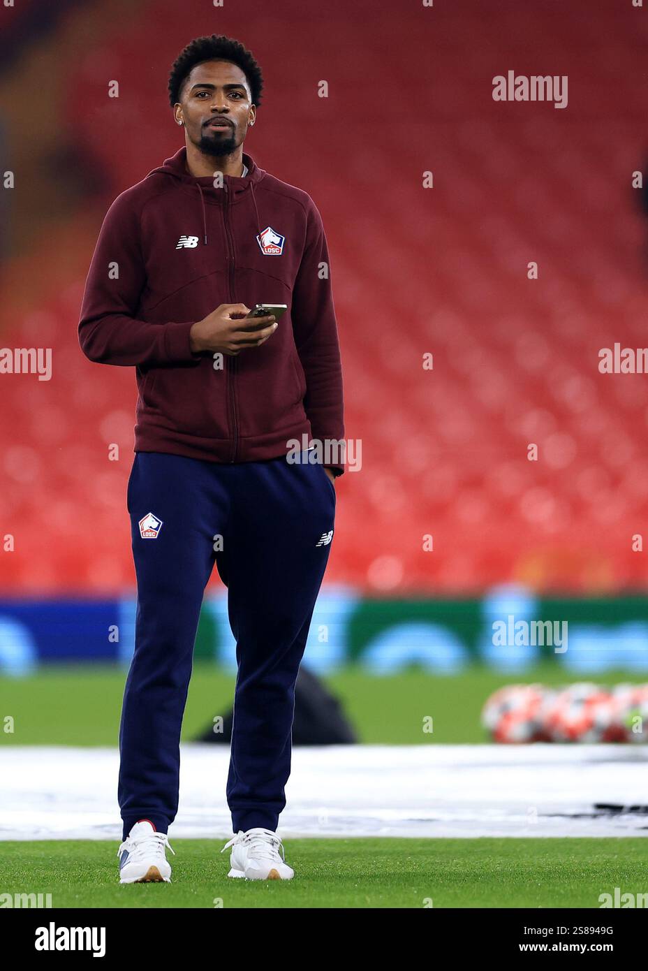 Liverpool, UK. 21st Jan, 2025. Lille's Jonathan David during the UEFA ...