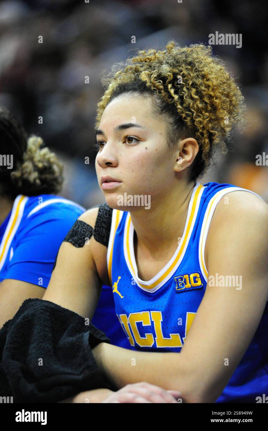 Newark, USA. 20th Jan, 2025. UCLA's Kiki Rice (1) at Prudential Center ...
