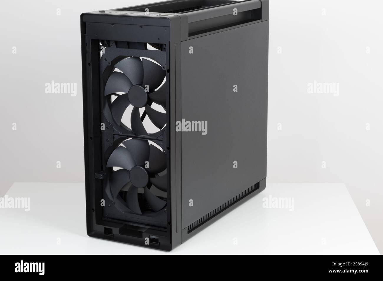 Side view of empty big tower, PC case, chassis, without upper , front ...