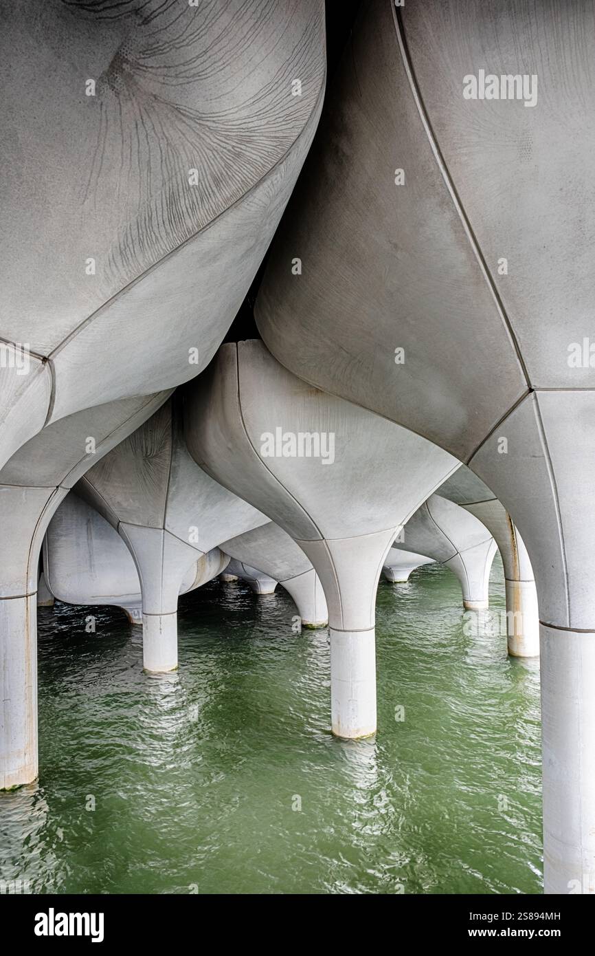 Underneath the Little Island Park in New York City, several hundred ...