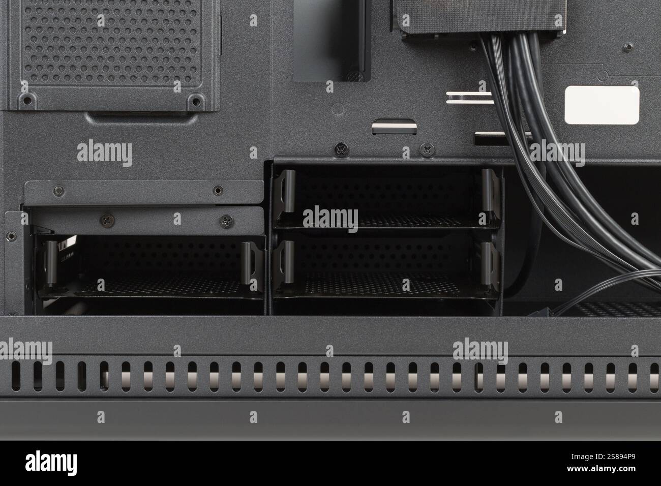 Side view of empty big tower, PC case, chassis, without right metal ...