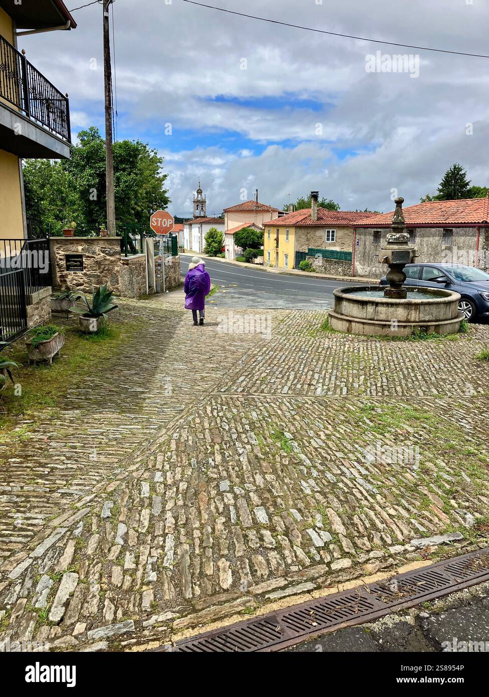 Pilgrim by a Fountain: The Camino de Santiago in Galicia, Spain Stock ...