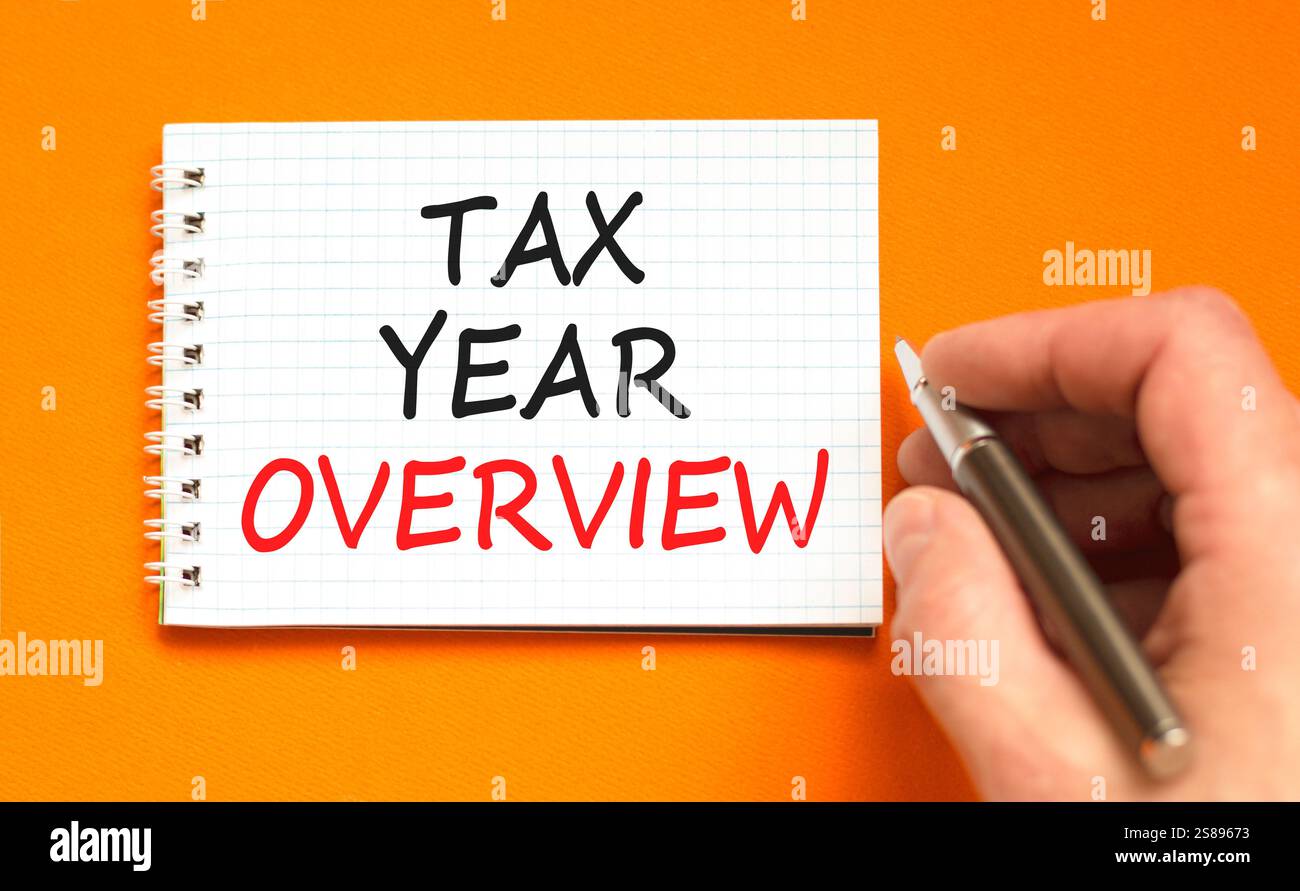 Tax year overview symbol. Concept words Tax year overview on beautiful ...