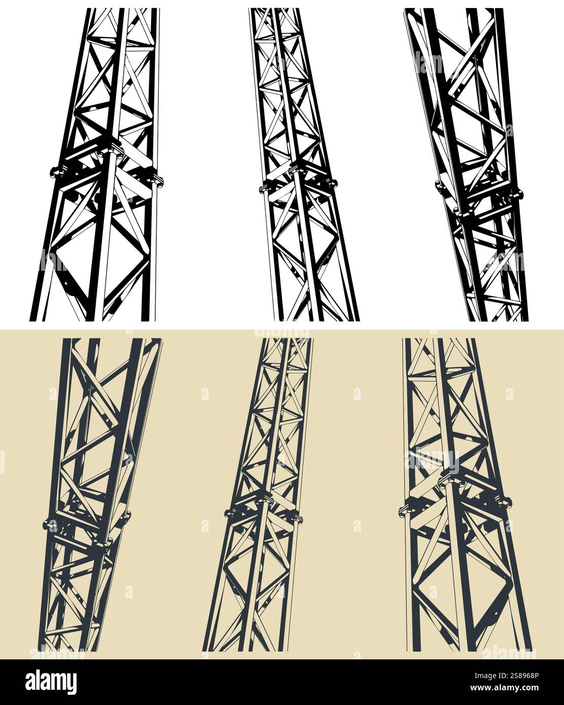 Stylized vector illustrations of modular metal truss close-up Stock ...