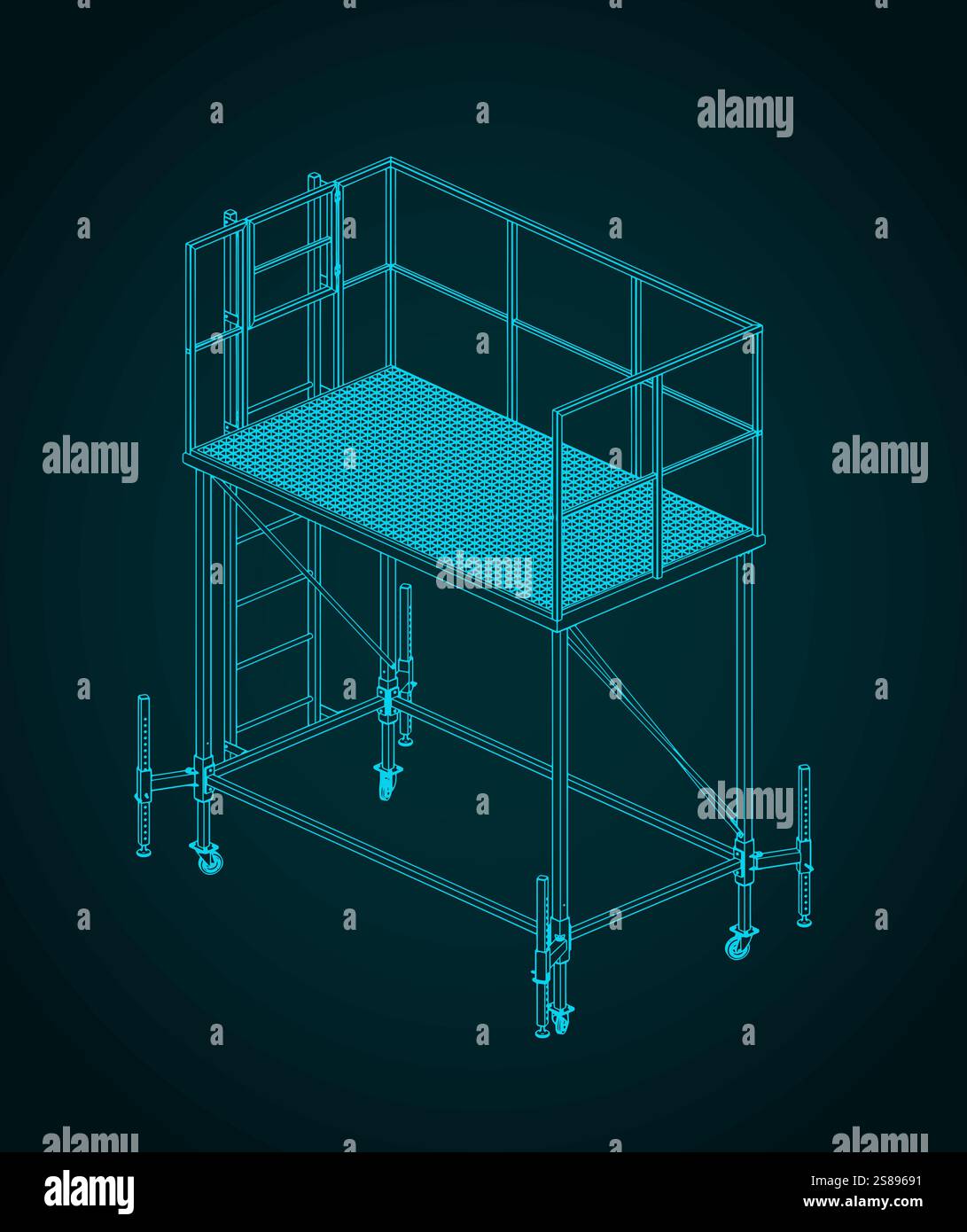 Stylized vector illustrations of mobile maintenance platform isometric ...