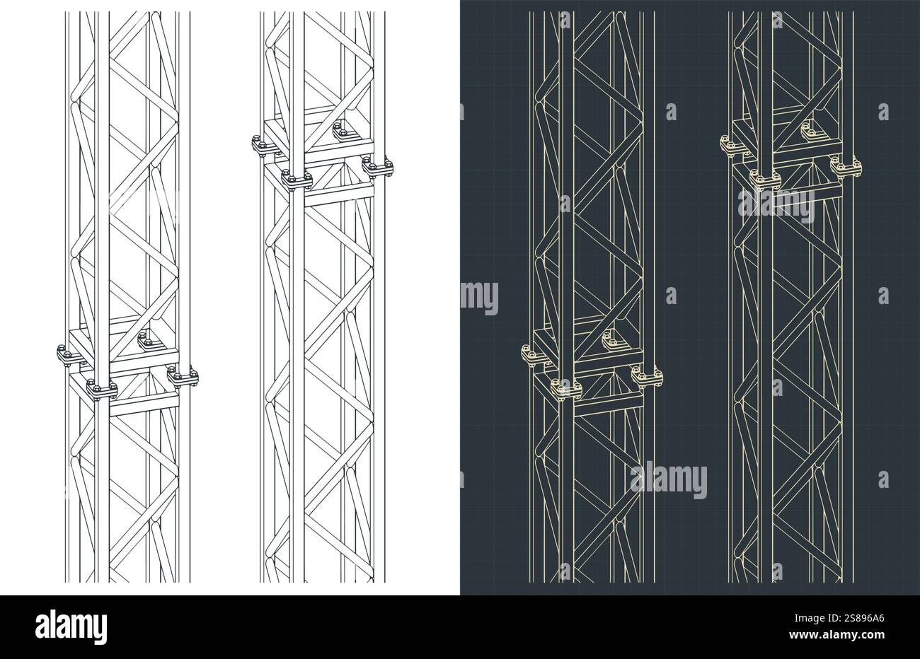 Stylized vector illustrations of removable modular metal truss ...