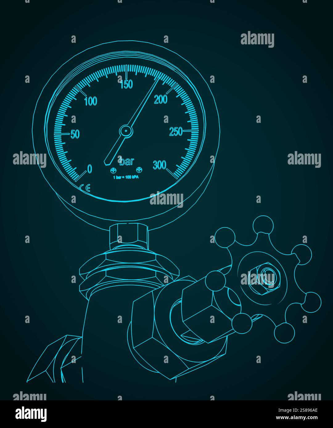 Valve for regulating gas flow with pressure control blueprint close-up Stock Vector Image & Art ...