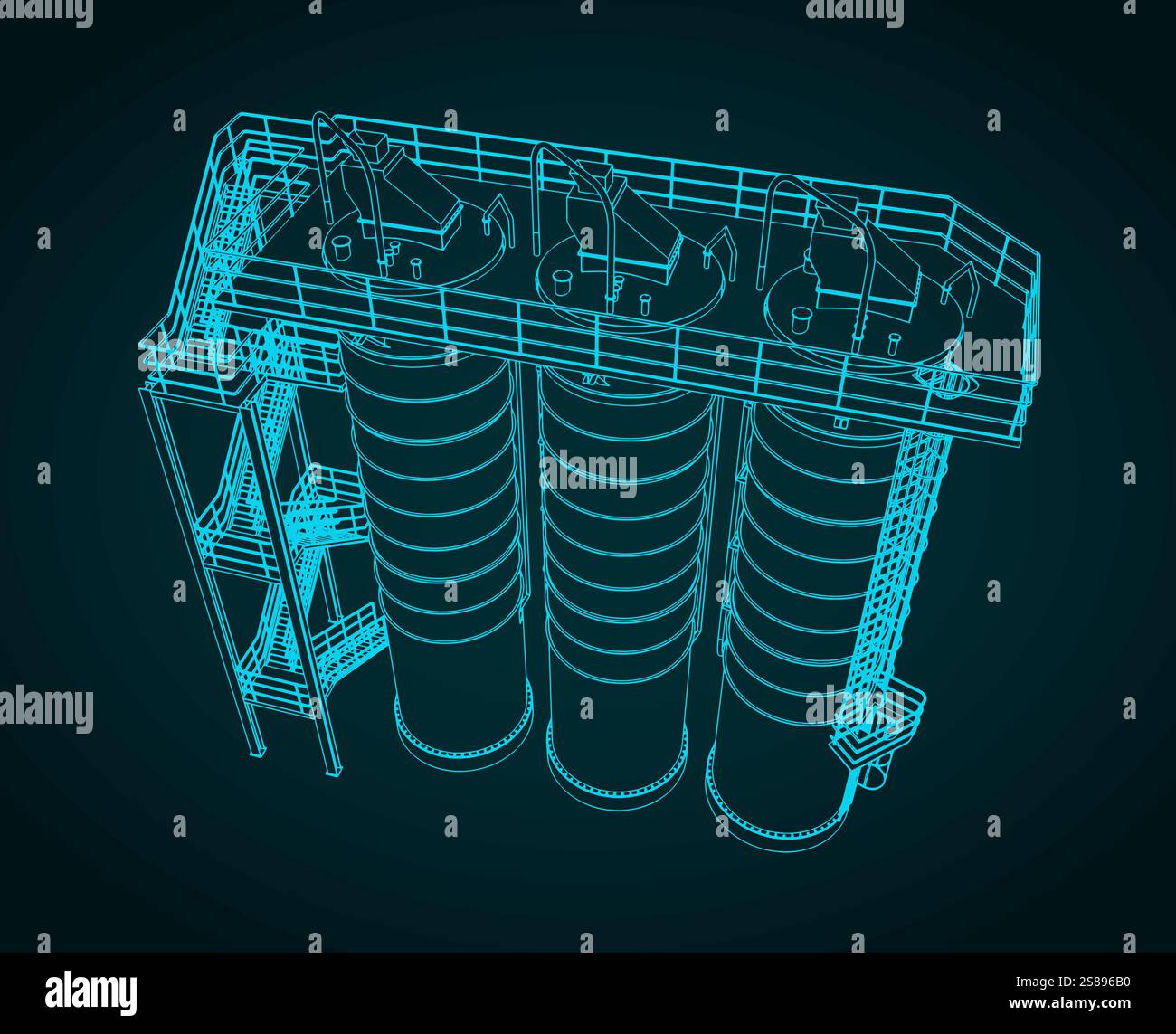 Stylized vector illustration of a silo storage system drawings Stock ...