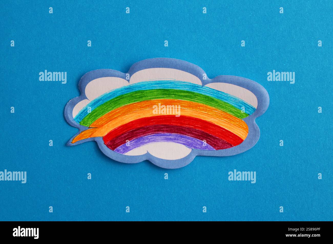 Comment bubble with a big rainbow Stock Photo - Alamy