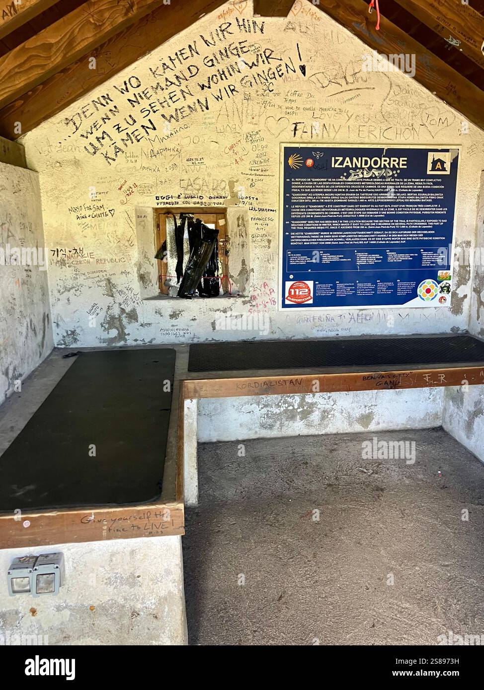 Inside the Mountain Refuge on the Camino Frances Napoleon Route Across ...