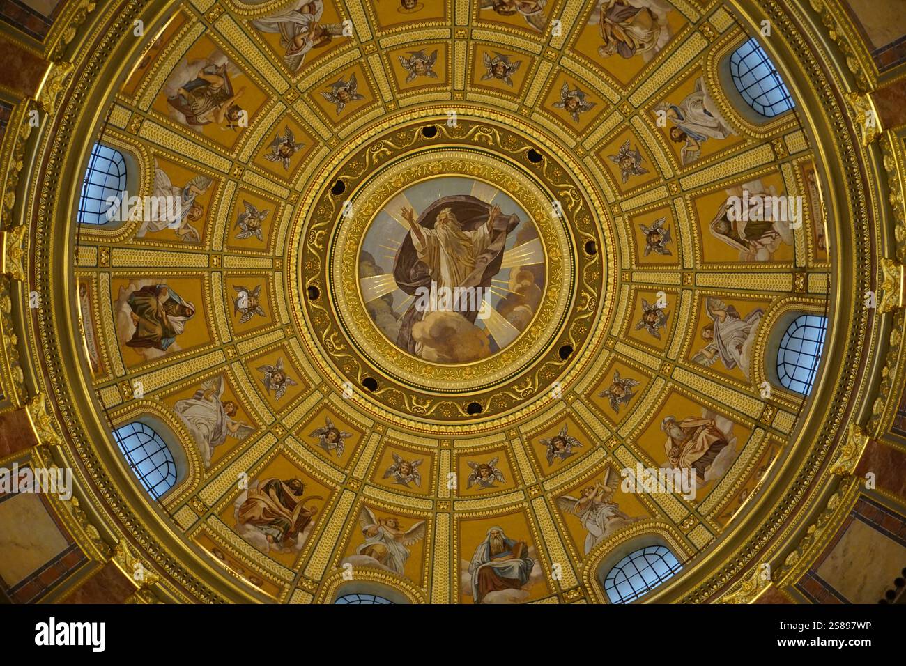 Beautiful Christian art decorates the gold ceiling with its iconic ...