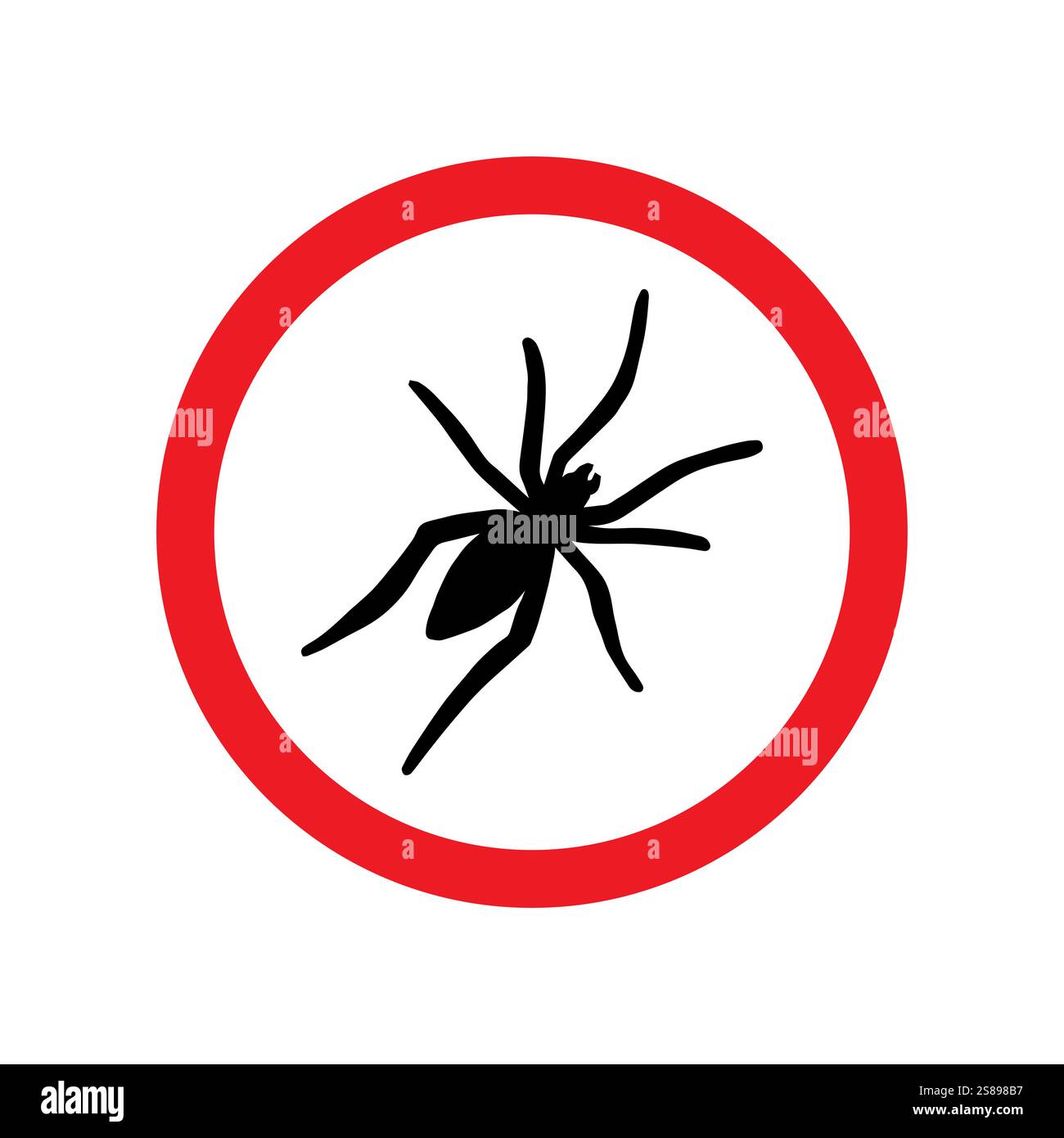 Vector no spider sign isolated on white background. Black silhouette in ...