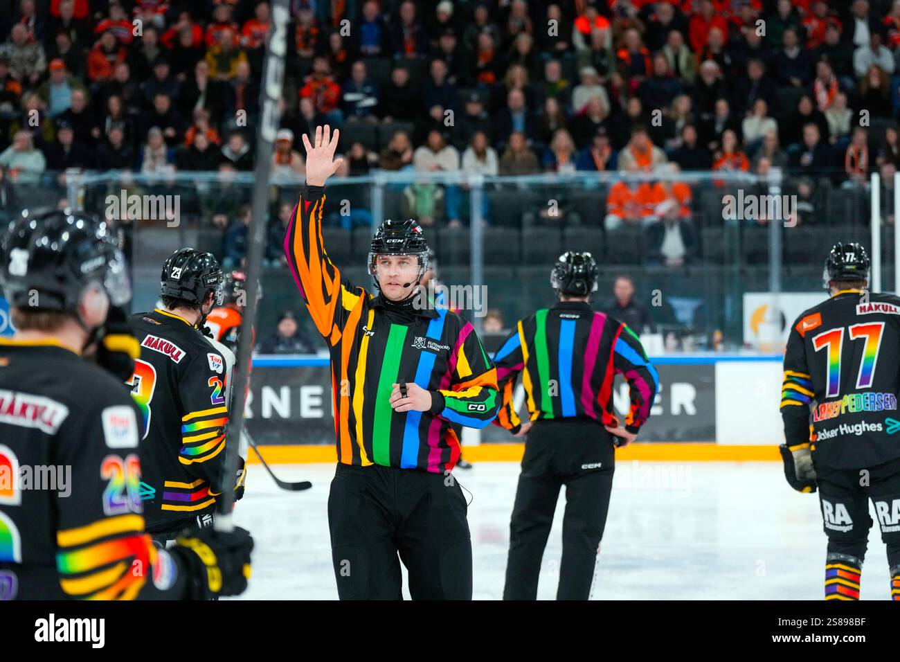 Referee Christian Bo Persson n elite series ice hockey game between the ...