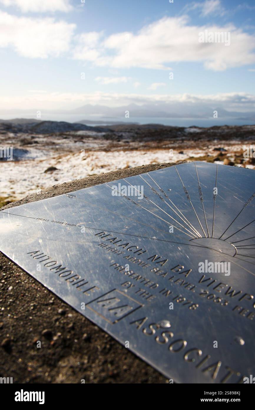 Indicator plaque at Bealach na Ba viewpoint on the Applecross Pass ...