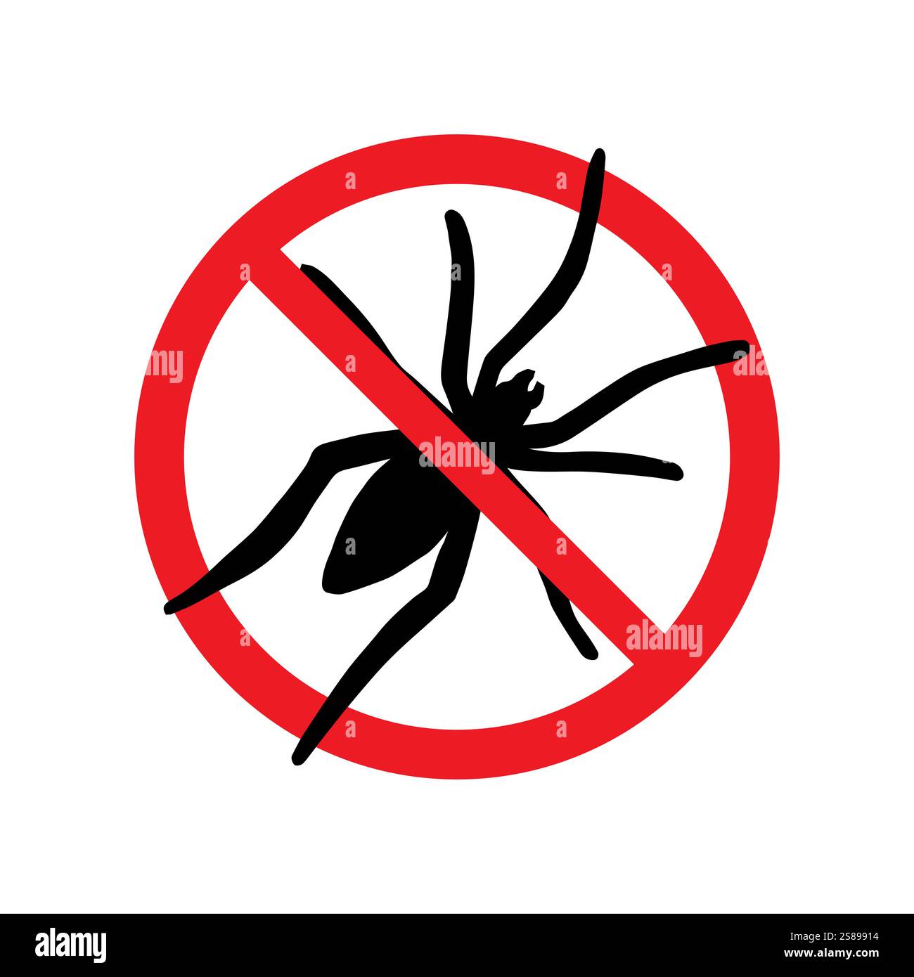 Vector no spider sign isolated on white background. Black silhouette ...