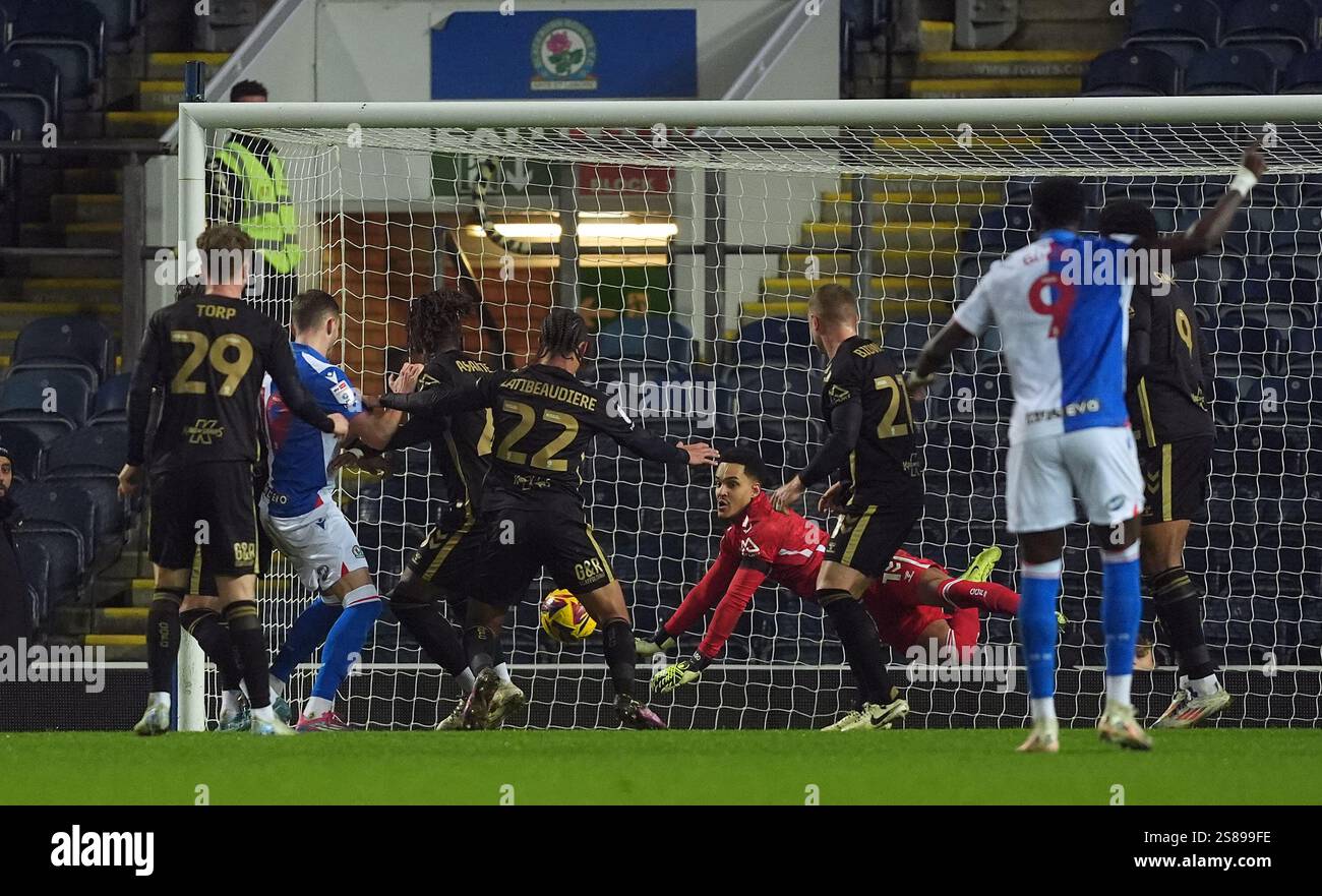 Coventry City goalkeeper Oliver Dovin makes a save during the Sky Bet ...