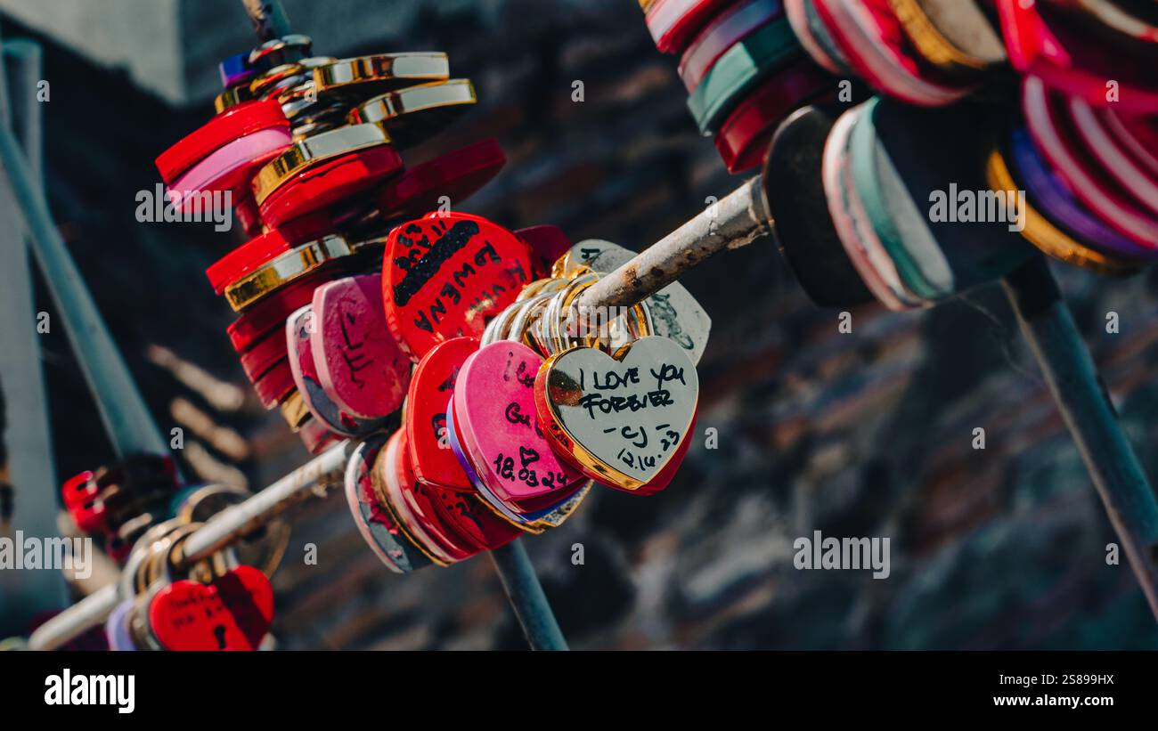 Tblisi,Georgia-June 06.2024 : many locks at with couples name at Love ...