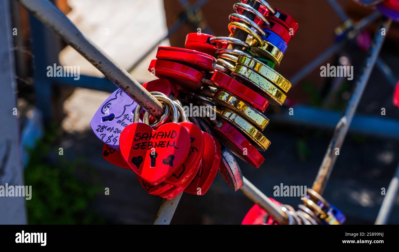 Tblisi,Georgia-June 06.2024 : many locks at with couples name at Love ...