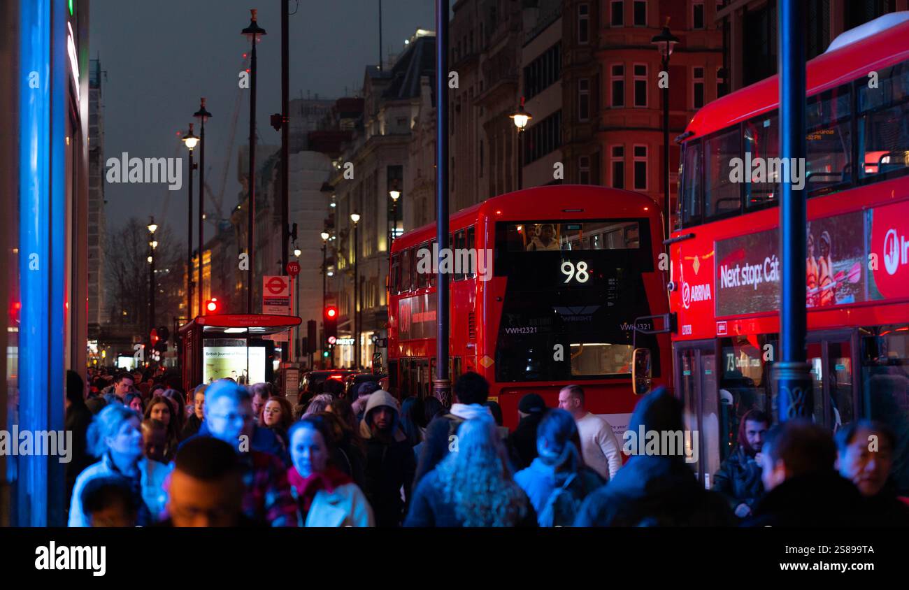 Double decker TFL buses on Oxford street, London, England. UK Stock ...