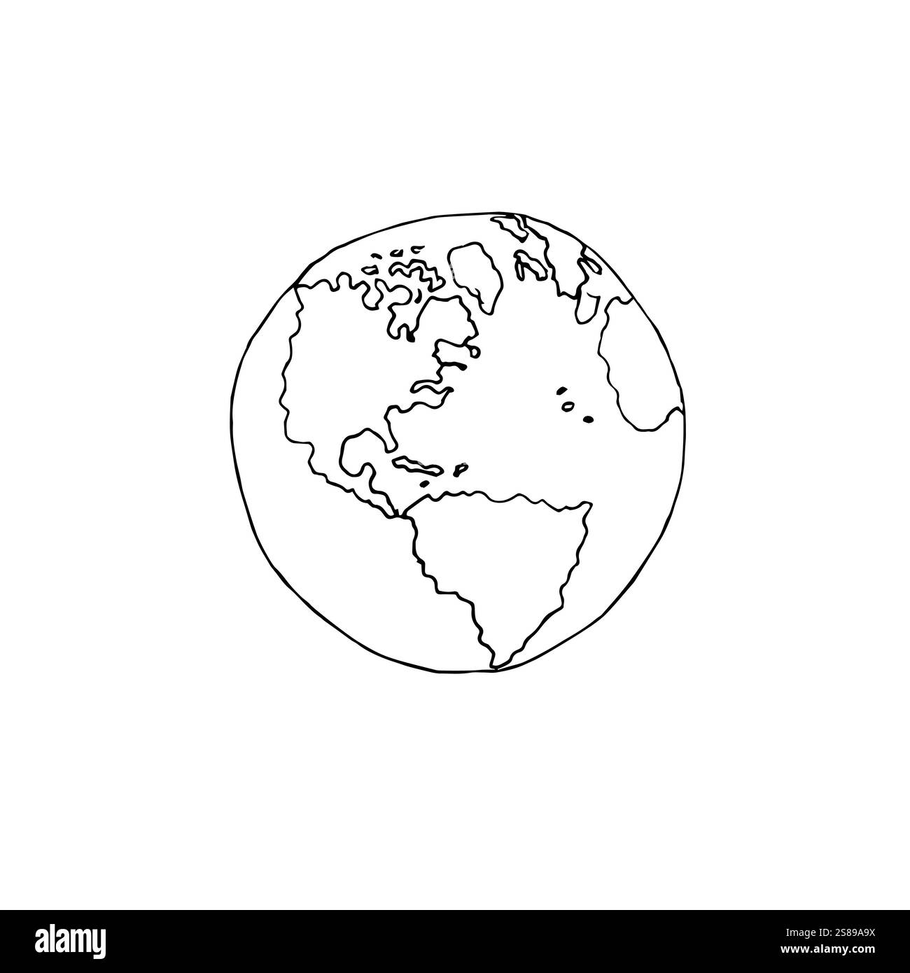 Vector hand drawn doodle sketch black Earth planet isolated on white ...