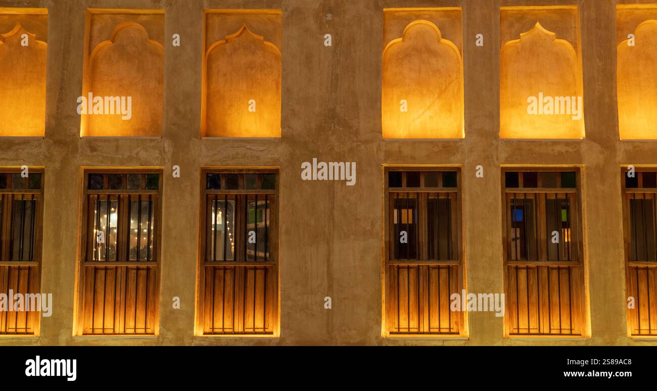doha, qatar- June 06,2024 : traditional qatari house exterior at the ...
