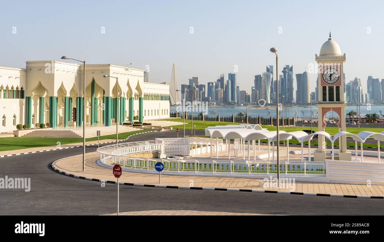doha,qatar-May 06.2024 :The view of Amiri Diwan government complex and ...