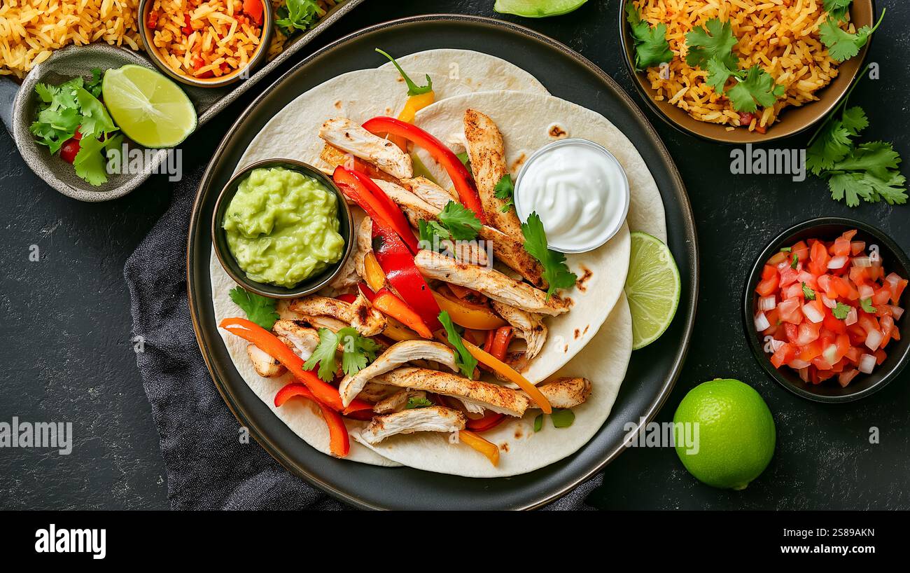 A sizzling plate of Mexican fajitas, featuring strips of tender grilled ...