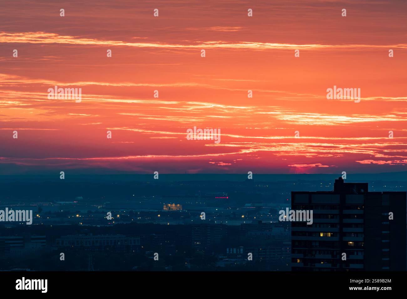 Sunset over the Western of Montreal Island, Quebec, Canada Stock Photo ...