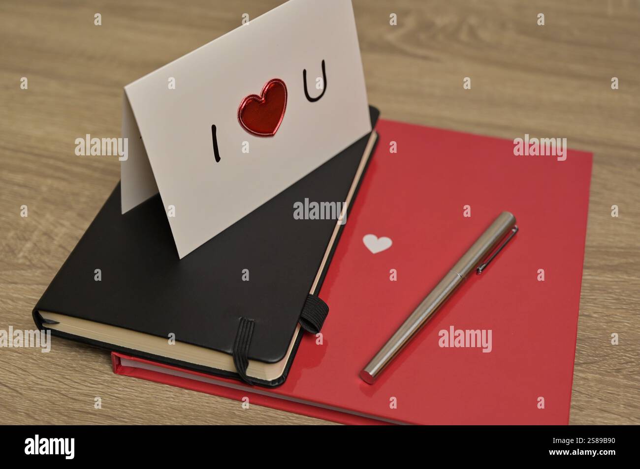 Valentine's Day greeting card romantic letter with red heart and ...