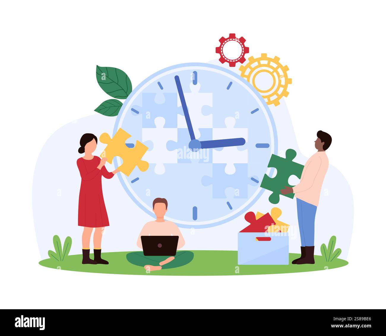 Time management, office teamwork to organize working hours, manage ...