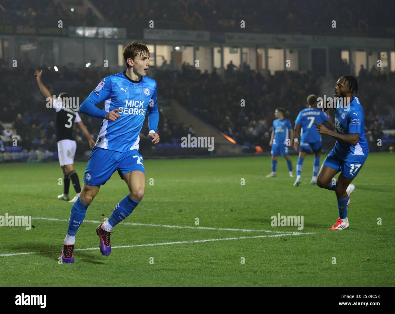 Peterborough, UK. 21st Jan, 2025. Hector Kyprianou (PU) celebrates ...