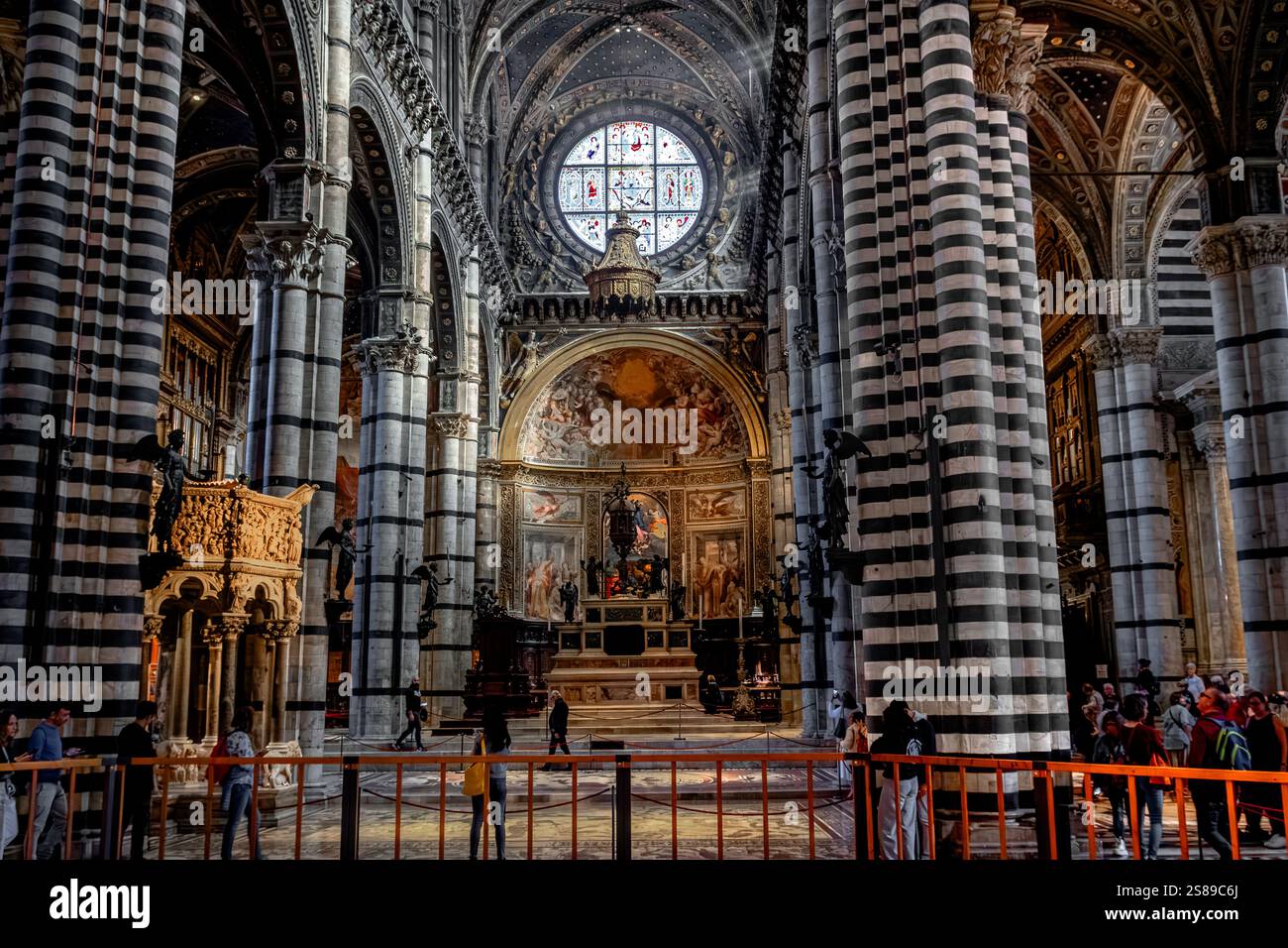 People admiring the stunning interior of Siena Cathedral a 13th-century ...