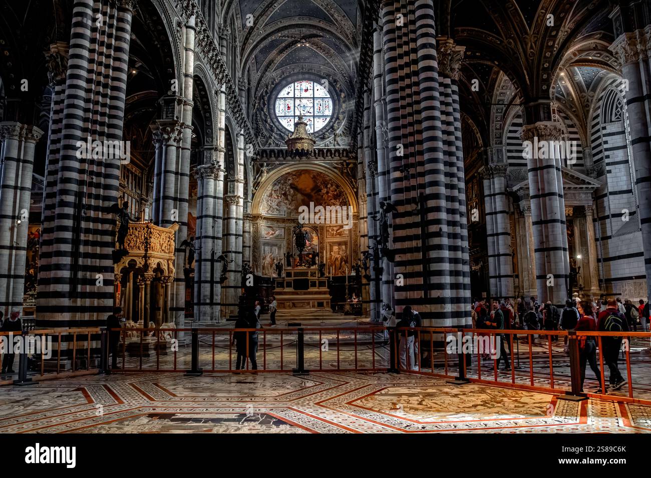 People admiring the stunning interior of Siena Cathedral a 13th-century ...