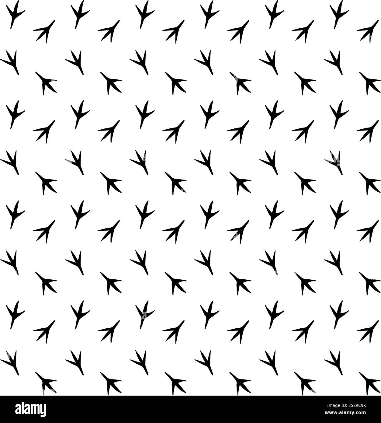 Vector seamless pattern of black chicken bird paw foot print steps ...