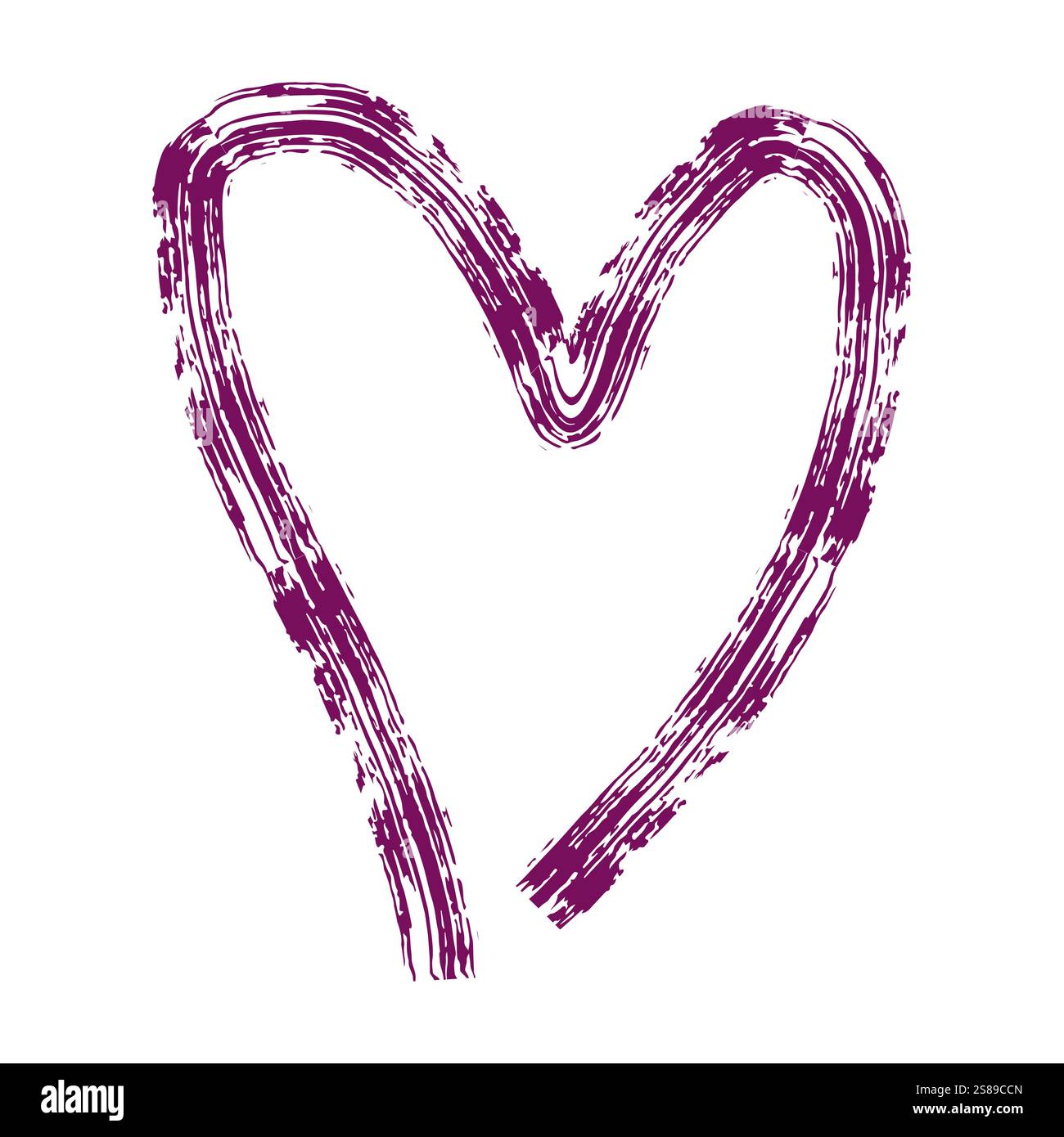 Valentine's Day heart made with a dry, rough-textured brush. Pink ...