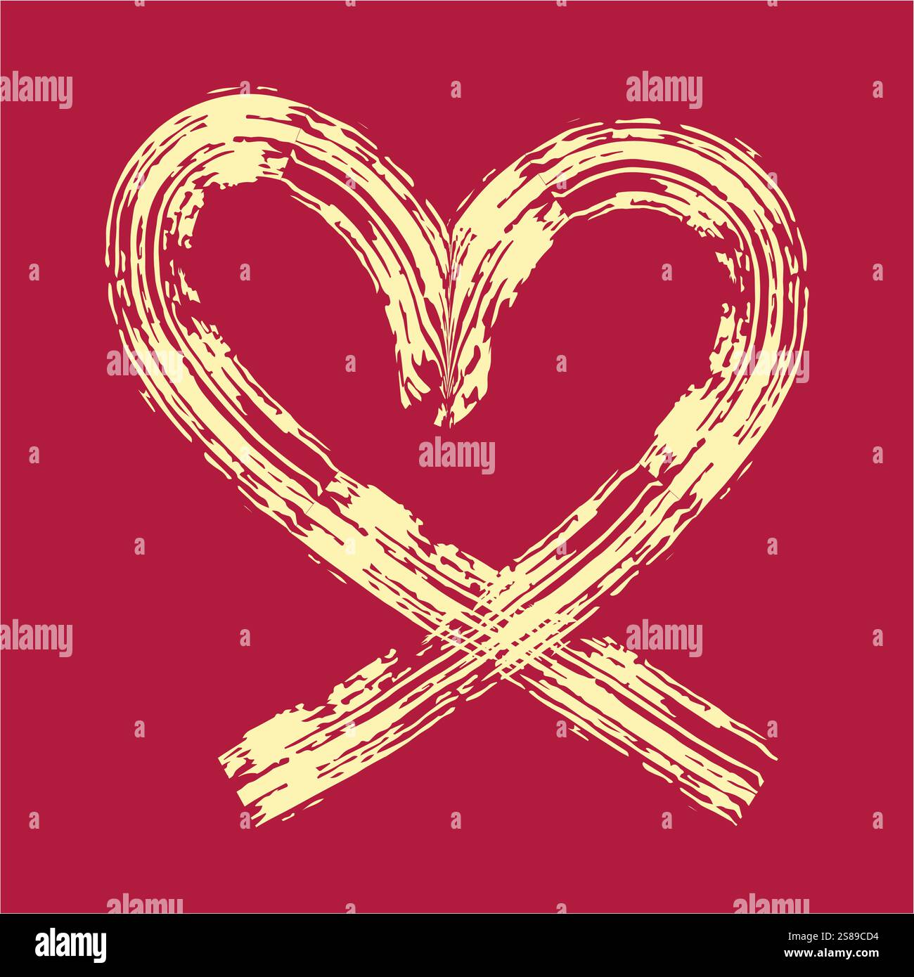 Valentine's Day heart made with a dry, rough-textured brush. Pink ...