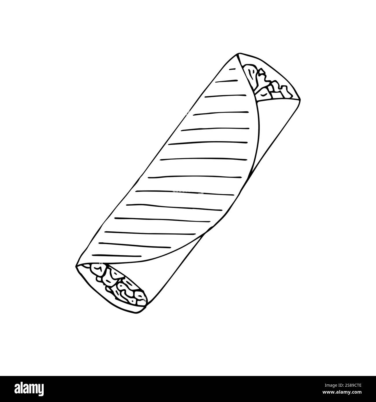 Vector hand drawn doodle sketch shawarma isolated on white background ...