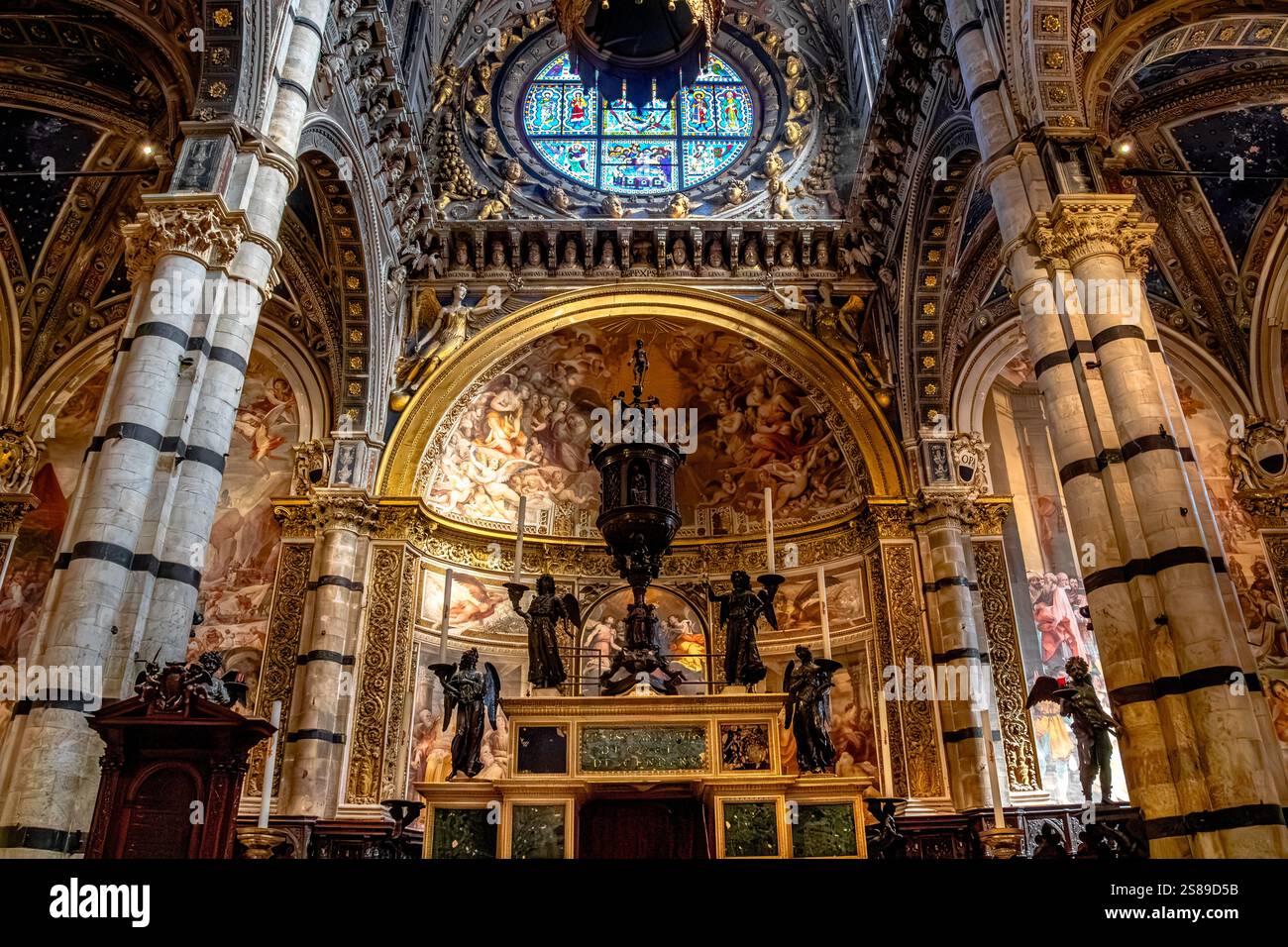 The high altar inside Siena Cathedral,with bronze ciborium by ...