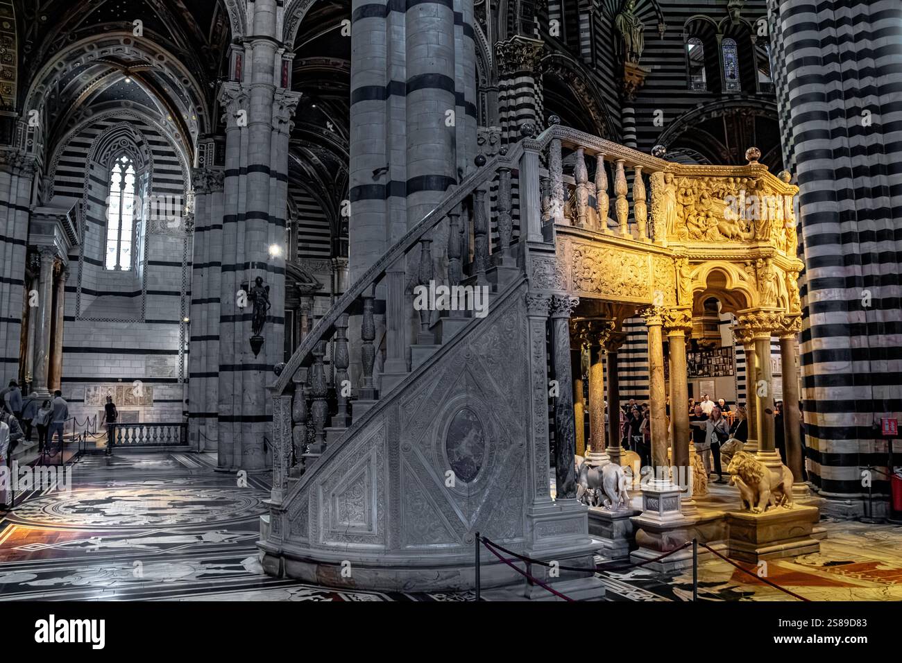 The Pulpit the work of Nicola Pisano inside Siena Cathedral a 13th ...