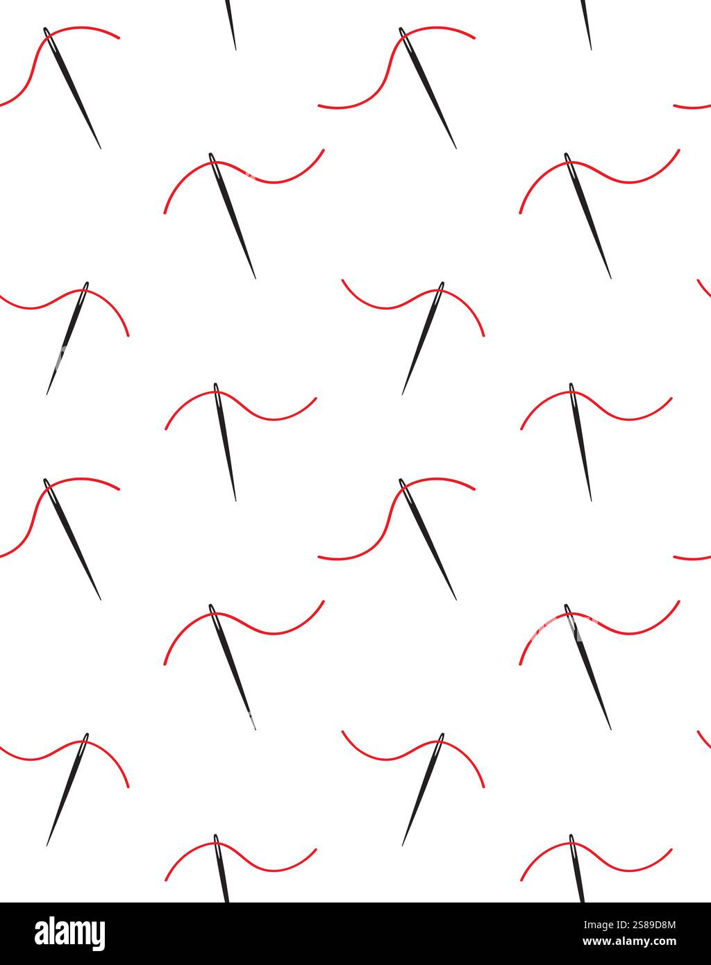 Vector seamless pattern of flat cartoon needle and thread isolated on ...