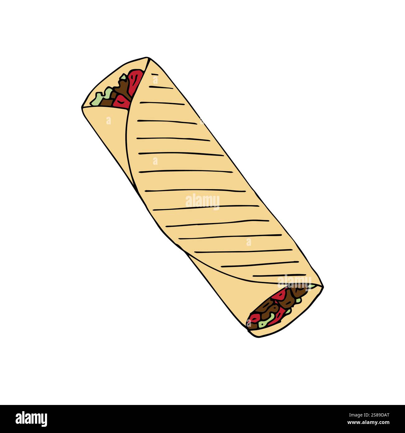 Vector hand drawn doodle sketch shawarma isolated on white background ...
