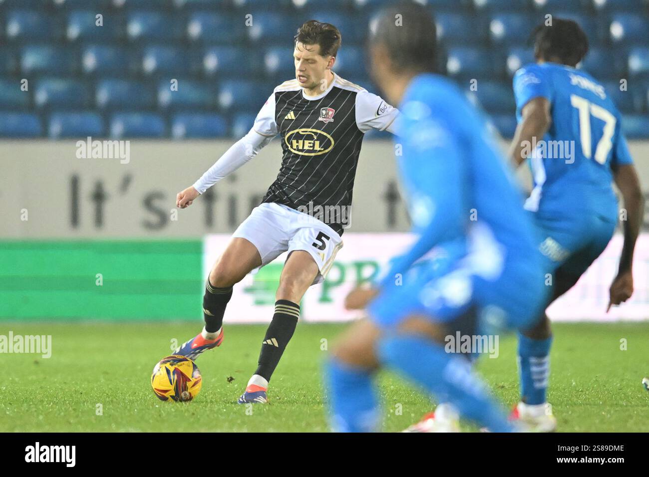 Jack Fitzwater (5 Exeter City) Passes the ball during the Sky Bet ...