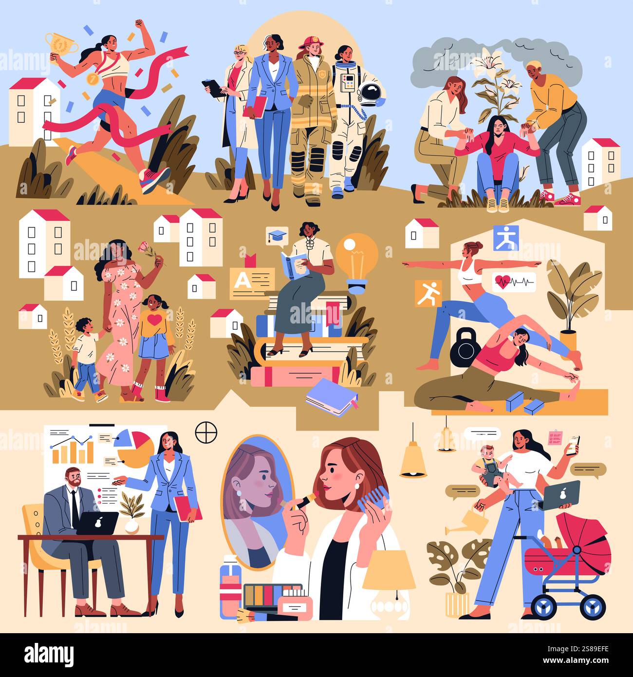 International Women's Day illustration. A vibrant celebration of women ...
