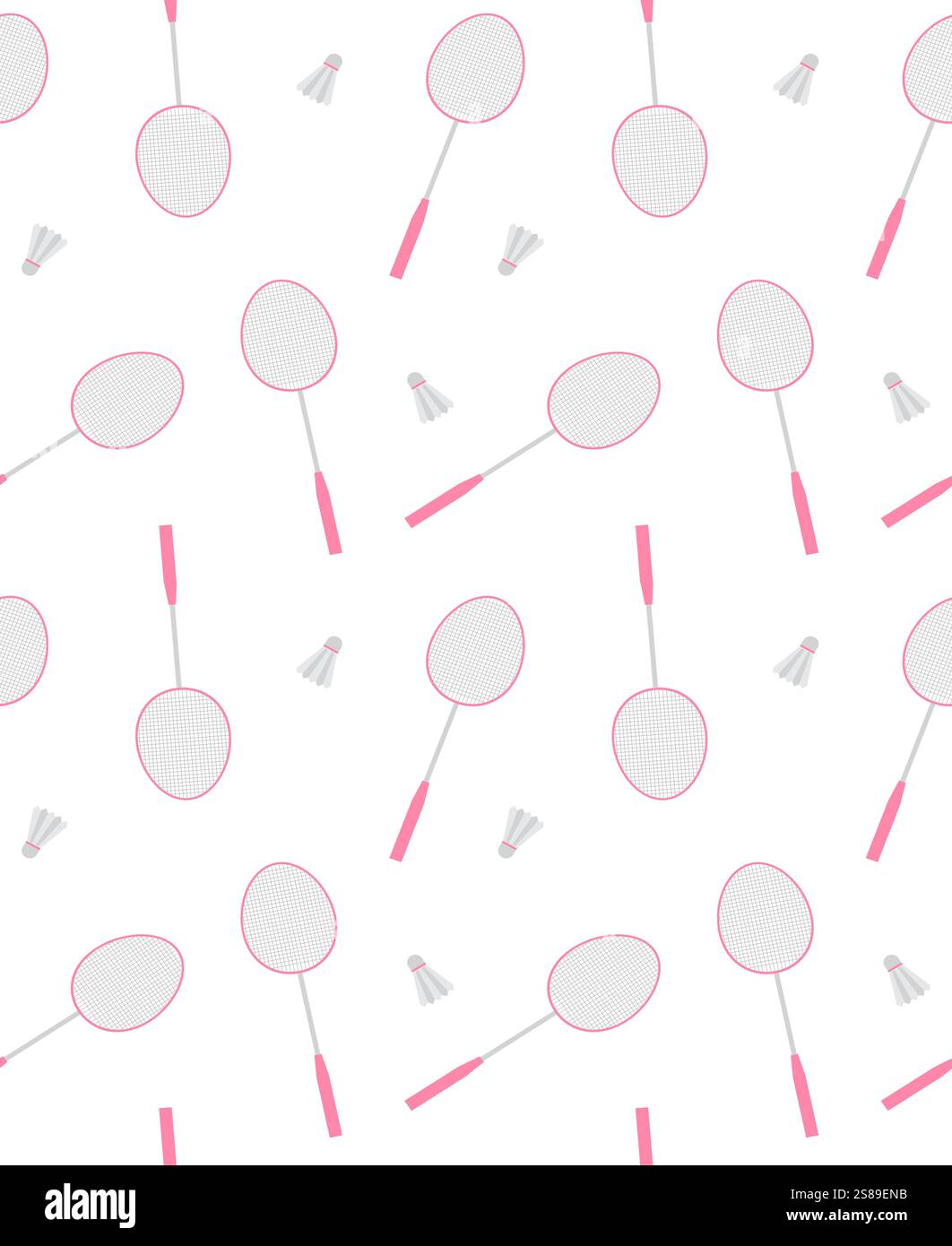Vector seamless pattern of flat cartoon pink badminton shuttlecock and ...