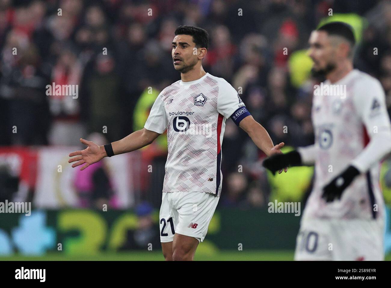 Liverpool, UK. 21st Jan, 2025. Benjamin André of Lille gestures during ...