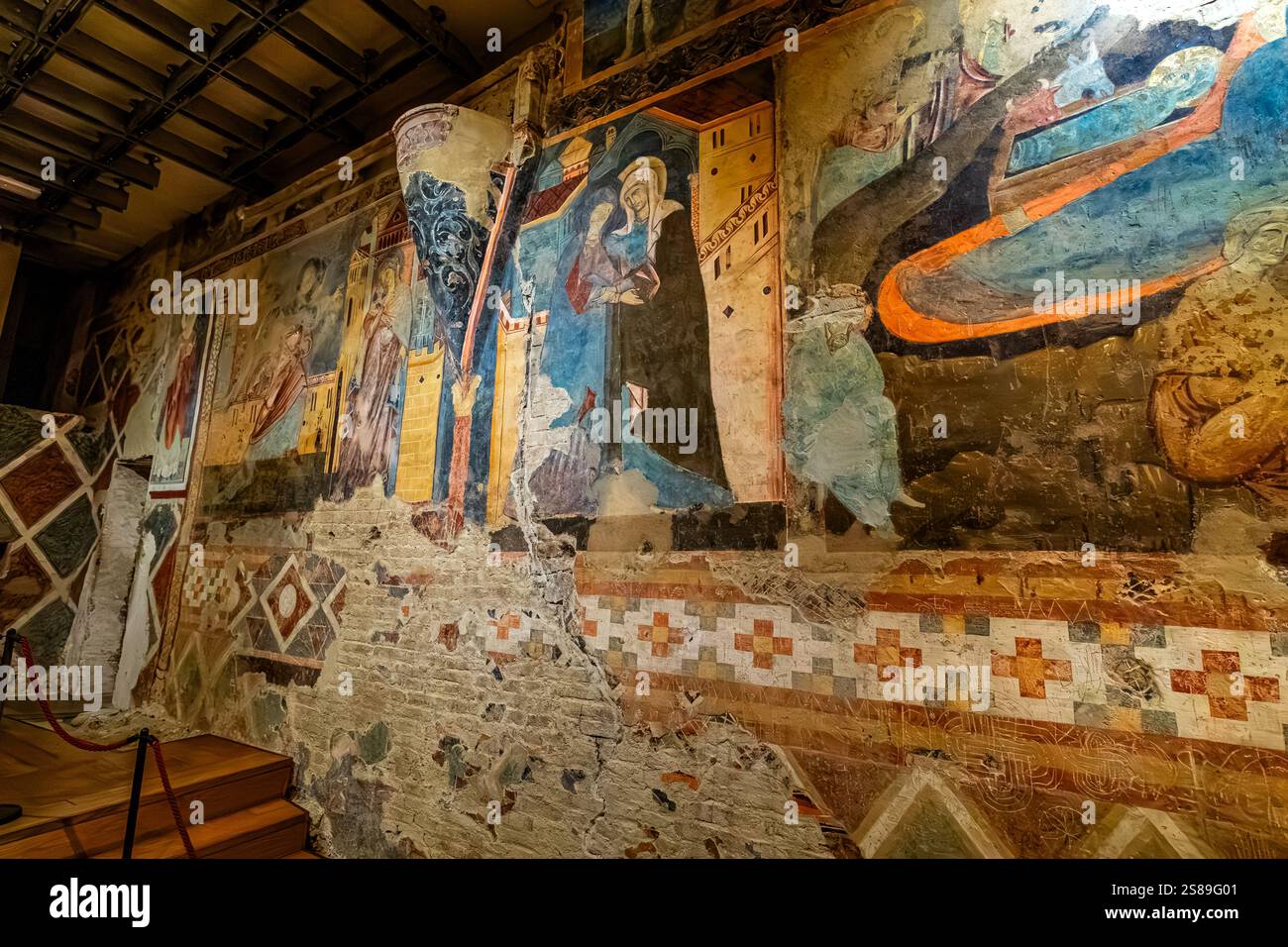 Medieval frescoes inside The Crypt Of Siena Cathedral ,Siena ,Italy ...